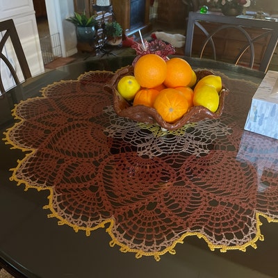 Stunning Real Handmade Crochet Doily, tulips, Blue Colors, Square, 28 ...