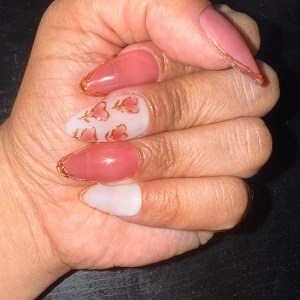 Pink Tulip Hand Painted Nails/ Custom Press on Nails/ Hand Made Press ...