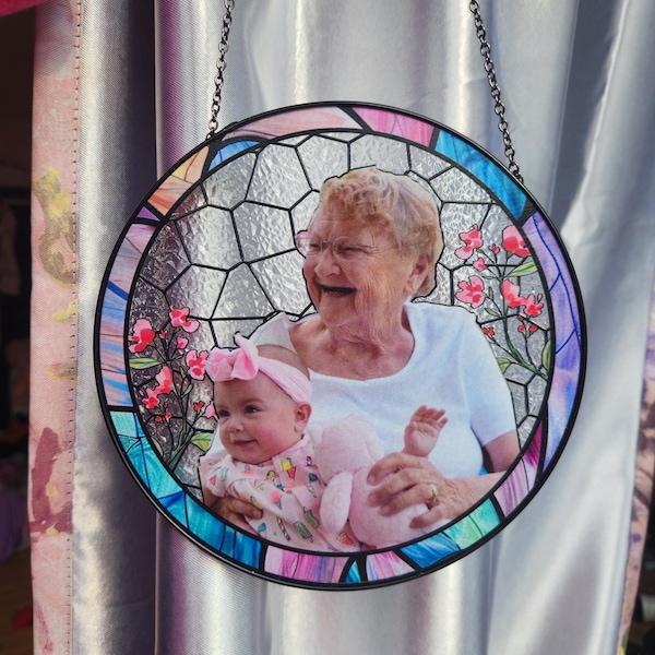 Custom Family Photo Stained Glass Suncatcher, Family Portrait ...