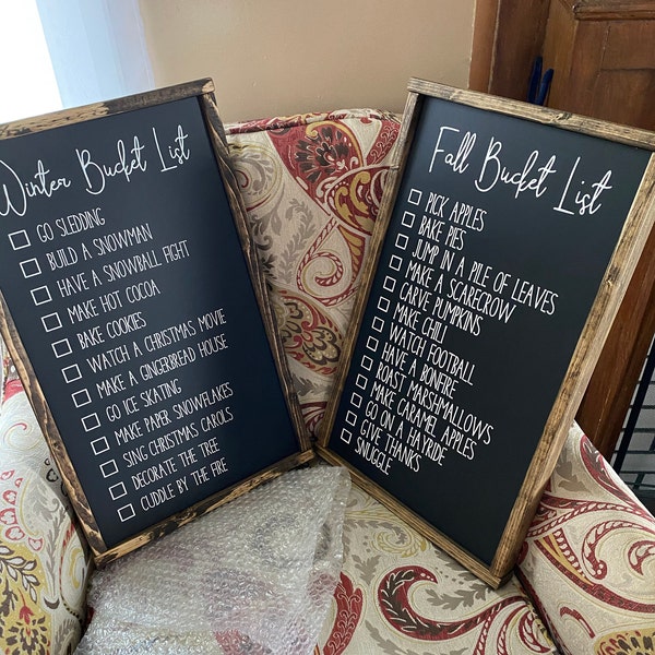 Fall Bucket List | Customizable | Farmhouse Sign | Chalkboard Wood Sign ...