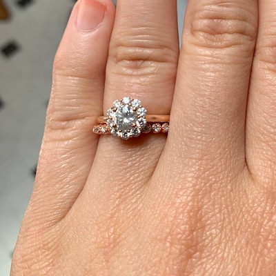 Rose Gold CZ Ring, Rose Gold Half Eternity Ring, Rose Gold Stacking ...