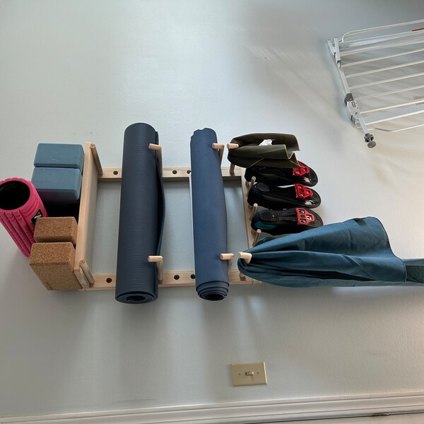 Fully Adjustable Yoga Mat Holder Shelf Home Gym Wall Organizer; Home ...