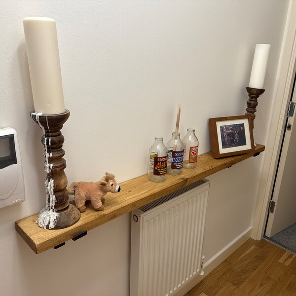 Hand Crafted Rustic Reclaimed Solid Pine Timber Radiator Shelf With ...
