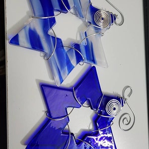 Fused Glass Star With White, Light Blue & Purple Accents, Fused Glass ...