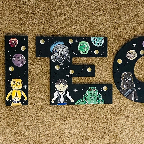 Star Jedi Space Wars Painted Letters, Baby Star Jedi Painted Letters ...