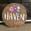 Custom Name Sign Round Baby Name Sign Floral Nursery Room - Etsy