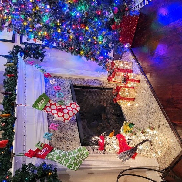 Merry and Bright Garland/ Christmas Garland/ Felt Ball Garland/ Holiday ...