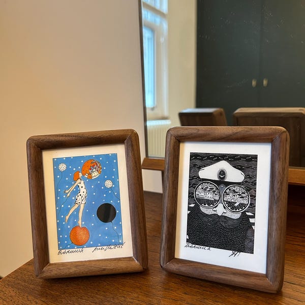 Large Walnut Photo Frame, Round Corner Photo Frame, Custom Wooden ...