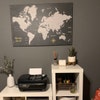Dark Gray Push Pin World Map Personalized World Map Dark Gray Push Pin ...