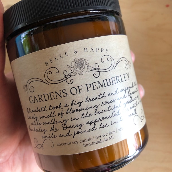 Pride and Prejudice, Jane Austen Gifts, Anniversary Candle, Bookish ...