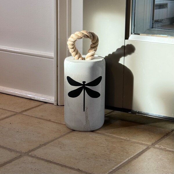 Cement Doorstop, White Stripe Door Stopper, Modern Doorstop, Heavy ...