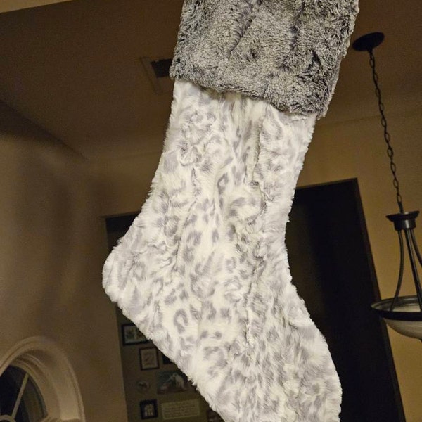 Silver Christmas Stocking, Silver Fawn Christmas Stocking, Personalized ...