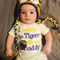 LSU Tiger Hat and Diaper Cover, Newborn Baby LSU, Baby LSU Photo Prop ...