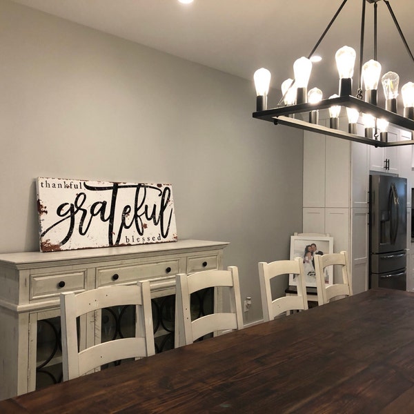 Thankful Grateful Blessed Sign Modern Farmhouse Wall Decor Dining Room ...