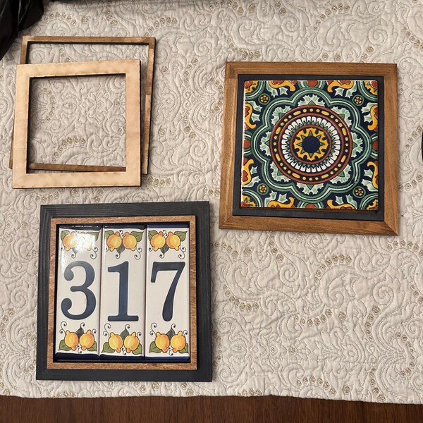 Ceramic Tile Wood Frame: Custom 8-inch X 8-inch Real Wood Frame for ...