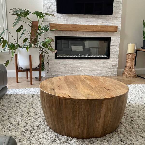 Coffee Table, Solid Wood Curved Coffee Table, Round Coffee Table ...