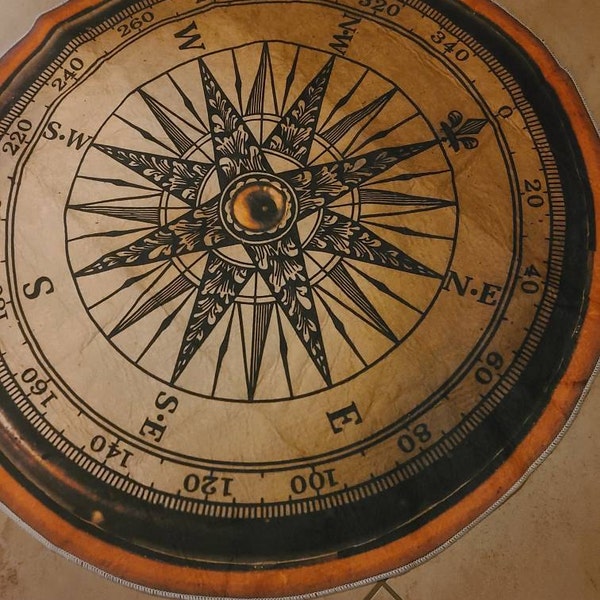 Compass Rose Rug, Compass Medallion Decor, Home Decor, 3D Compass Rug ...