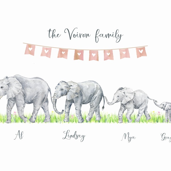 Elephant Family Personalised Print - Family Illustration - Personalized ...