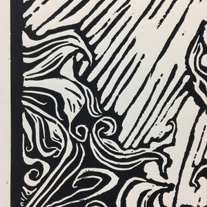 Camille Hand Printed Moon Goddess Relief Print - Etsy