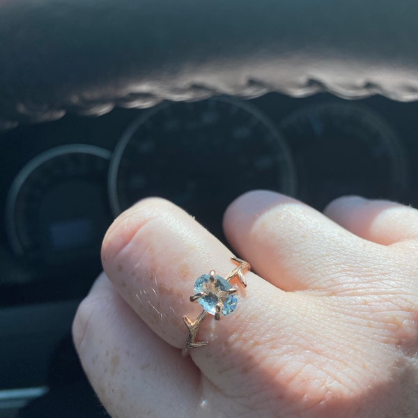 Aquamarine Ring, March Birthstone Ring, Rose Gold Ring, Aquamarine ...