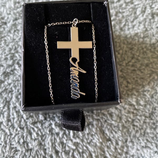 Cross Name Necklace, Baptism Gift, Personalized Cross Necklace With ...