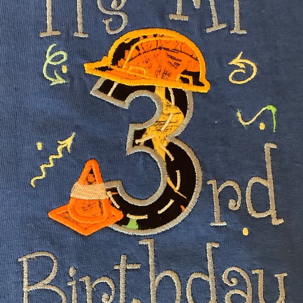 Number 3 Construction Digital Applique Embroidery File in 4x4 5x7. - Etsy