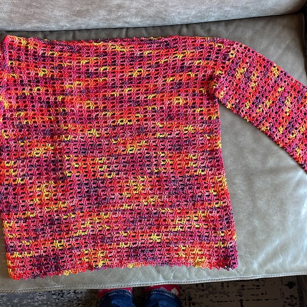 Basic Mesh Sweater Crochet Pattern/ Shrug Sleeves Top/ No Sew Pattern ...