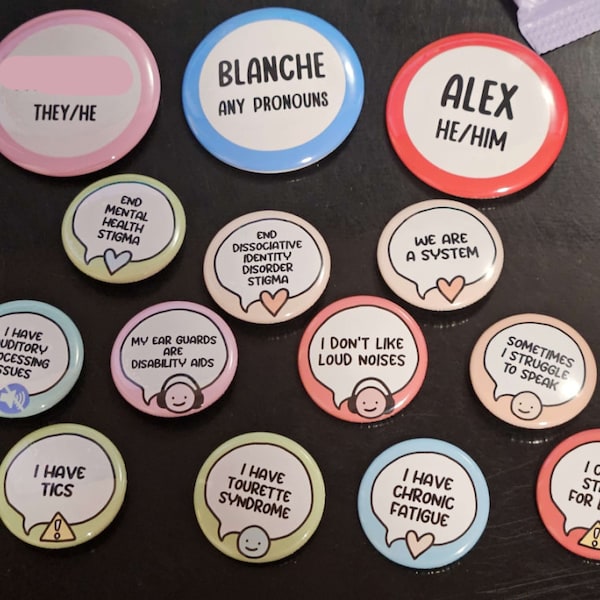 Custom Name and Pronouns Pin Button Badge || Pride Flag Pinback - Etsy