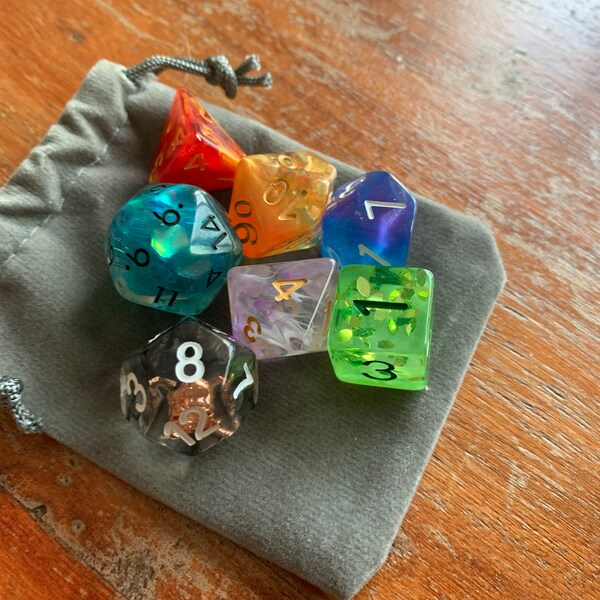 Polymorph Mystery Dice Set 7pcs D&D Pathfinder Call of Cthulhu Tabletop ...