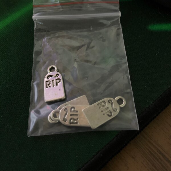 4, 20 or 50 BULK Silver RIP Tombstone Charms, Halloween Charm ...