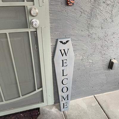 Coffin/ Halloween Welcome Sign 3ft - Etsy