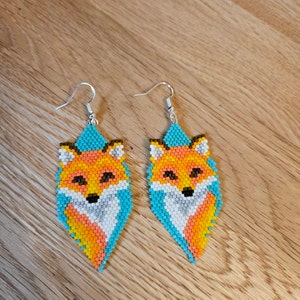 Beaded Fox Earrings Miyuki Brick Stitch Animals Beading Pattern PB ...