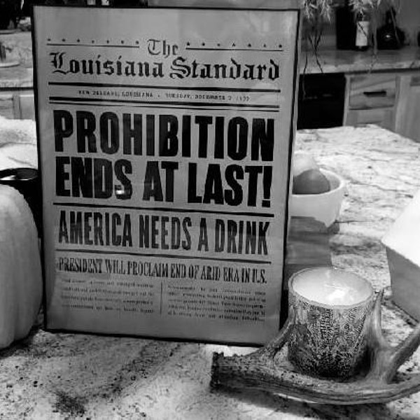 Prohibition Ends, Prohibition Poster, Bar Decor, Speakeasy Decor, Newspaper Print, Vintage Style ...