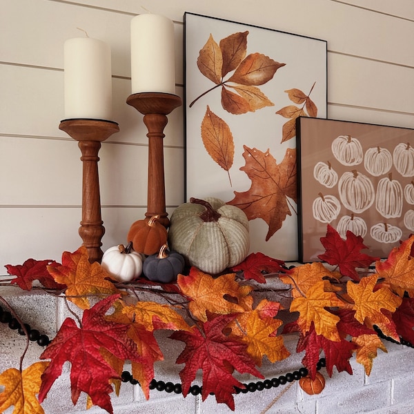 Watercolour Falling Leaves Fall Print, Fall Printable Art, Rustic Print ...