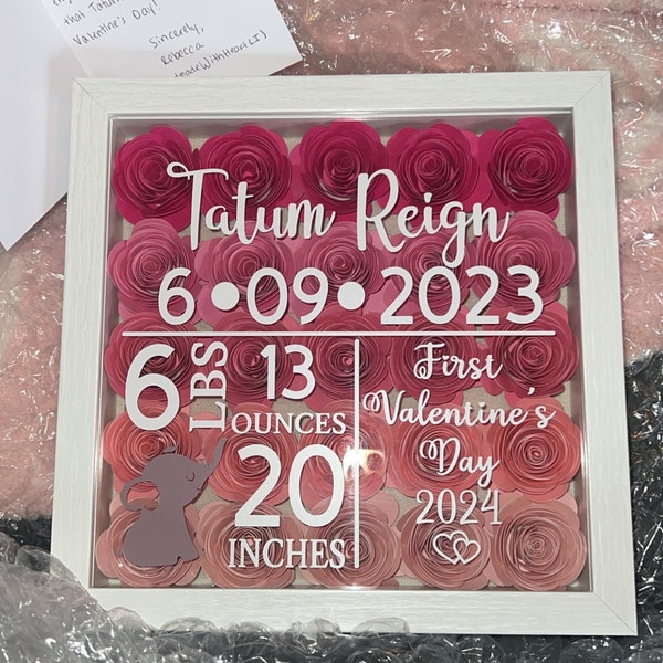 Baby Birth Stats Flower Shadow Box - Etsy