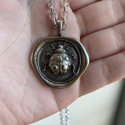 Wax Seal Bezel Pendant Ladybug in Center, 40mm, Ea - Etsy