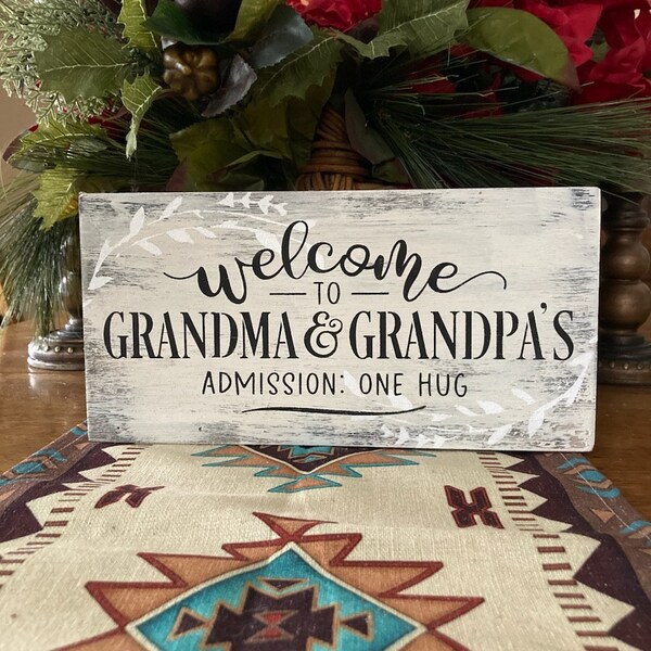 Grandma and Grandpas Welcome Sign, Grandparent Entryway Board, Plaque ...