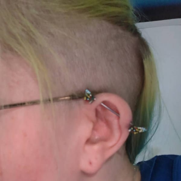 14G 316L Surgical Steel Butterfly Industrial Barbell,ear Piercing ...