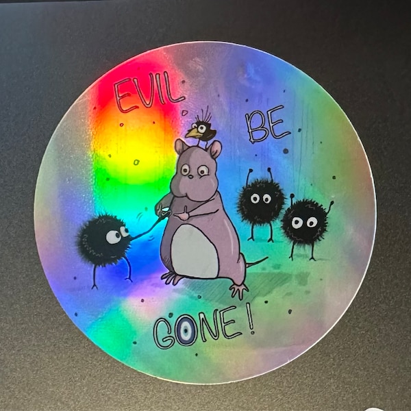 Spirited Away Evil Be Gone Holographic Sticker 3x3 In - Etsy