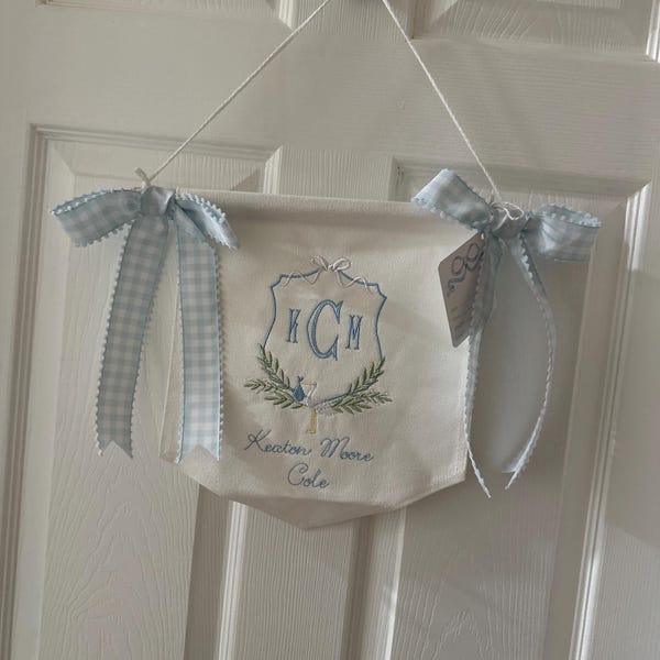 Custom Stork Baby Hospital Banner | Embroidered Birth Announcement ...