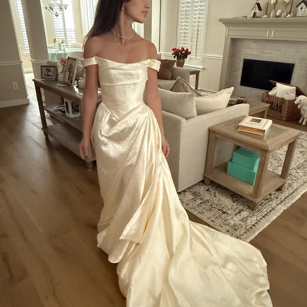 DAPHNA / White Wedding Set, Mini Wedding Dress, White Satin Corset Mini ...