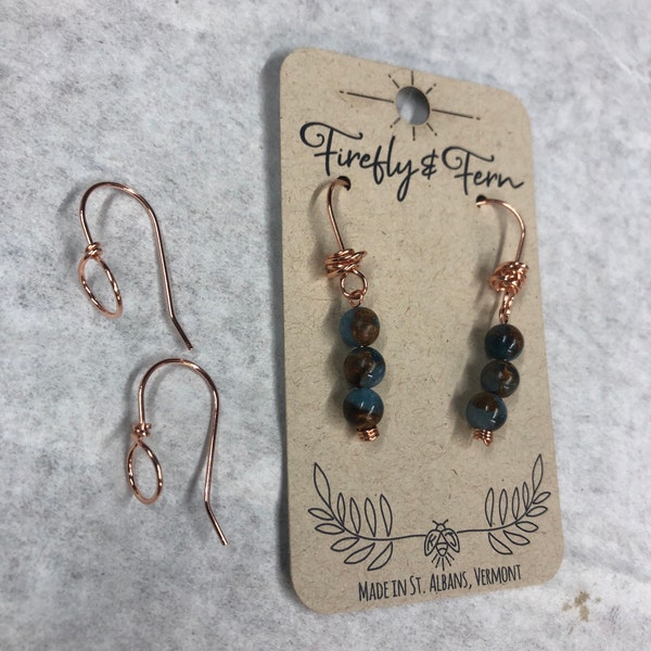 Handmade Copper Ear Wires: Tumbleweed Knotted Front Loop Findings - Etsy