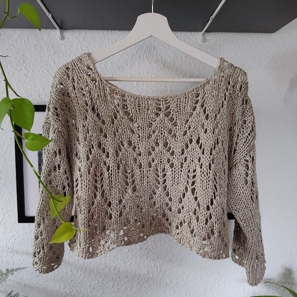 Crop Top Lace Sweater KNITTING PATTERN Women/instant PDF Download ...