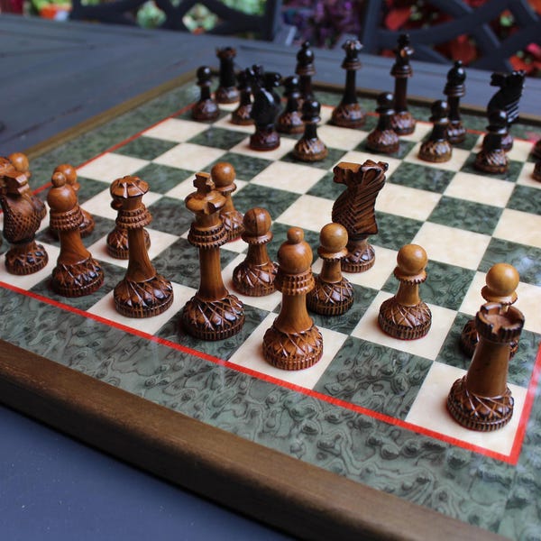 French Lardy Chess Set Wooden Chess Set With Weights 50s Vintage in ...
