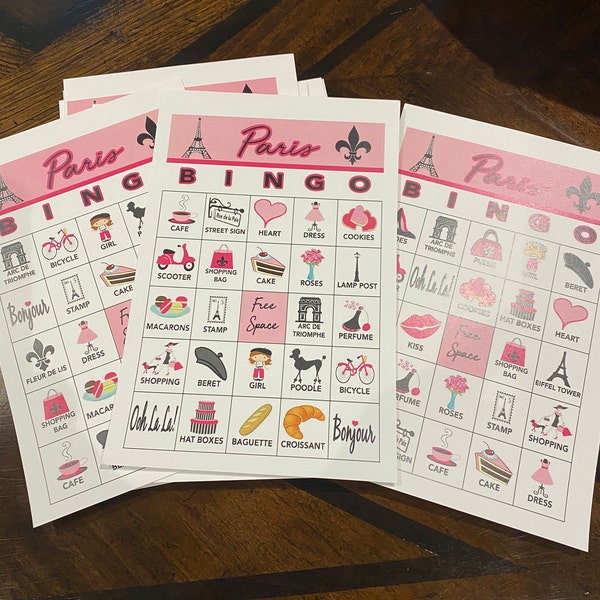 Paris, France, Paris Party Bingo, Paris Games, Digital Download, Bingo ...