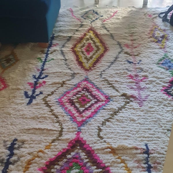 White Rug Fluffy, Custom Fabulous Boujad Rug, Authentic Moroccan Rug ...