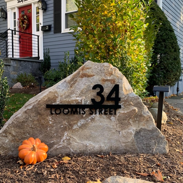 Custom Metal Modern Minimalist Home House Address Sign for Your Rock or ...
