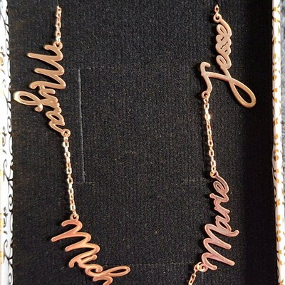 Multi-name Family Necklace, Multiple Nameplated Necklace, Personalized ...