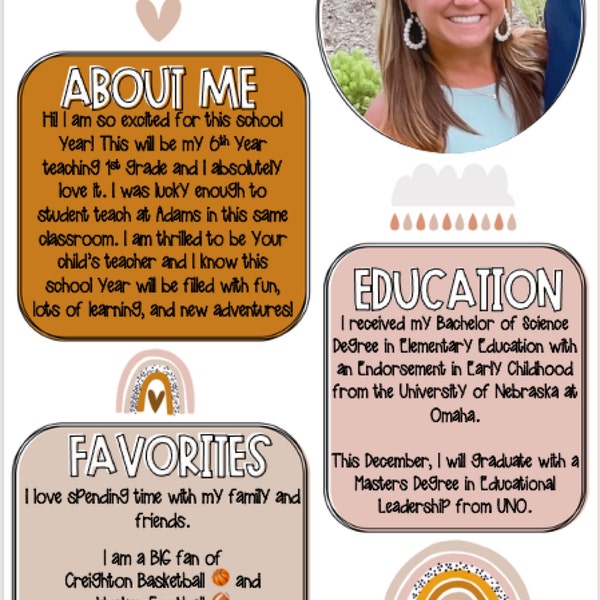 BOHO RAINBOW Meet the Teacher | Editable | Neutral Classroom Decor - Etsy