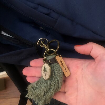Wander Keychain, Explore Hike Tassel, Tiny Hand Embroidery Pine Tree ...